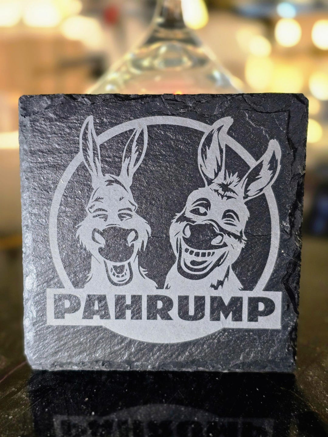 Pahrump Burro Square Slate Coasters – Laser Engraved Natural Stone ...
