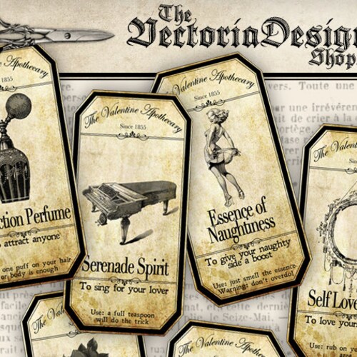 Valentine Apothecary Labels Jar Labels Steampunk Bottle | Etsy