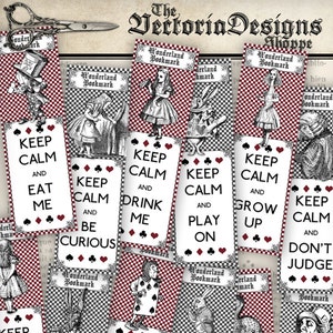 Alice in Wonderland Bookmarks Printable Reading Gift Crafting Craft ...