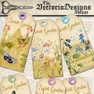 Secret Garden Tags Garden Decor Scrapbook Tags Ephemera - Etsy