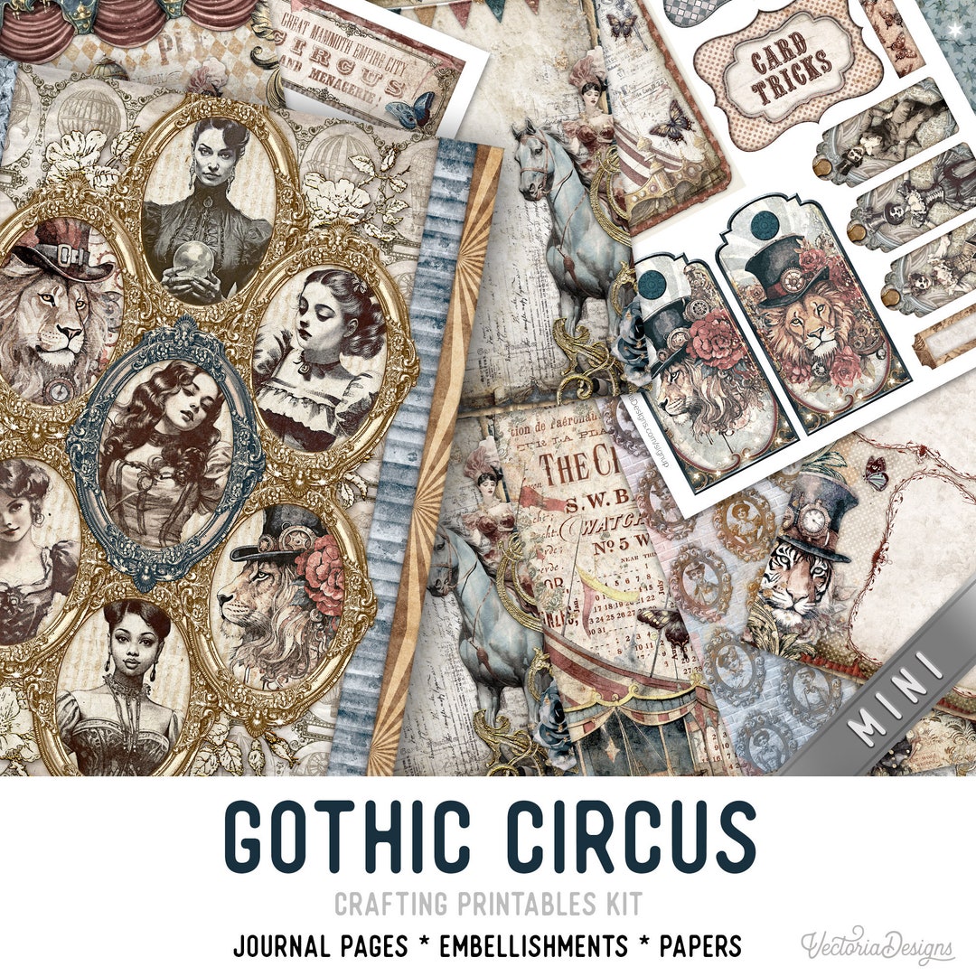 Gothic Circus Junk Journal Kit MINI, Circus Crafting Printables Kit ...