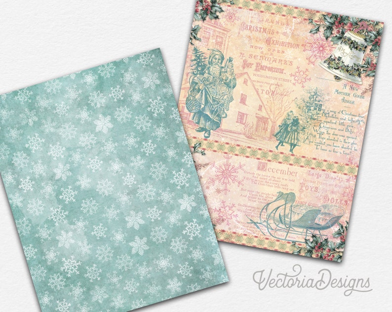 Printable Christmas Scrapbook Paper Digital Christmas Paper | Etsy