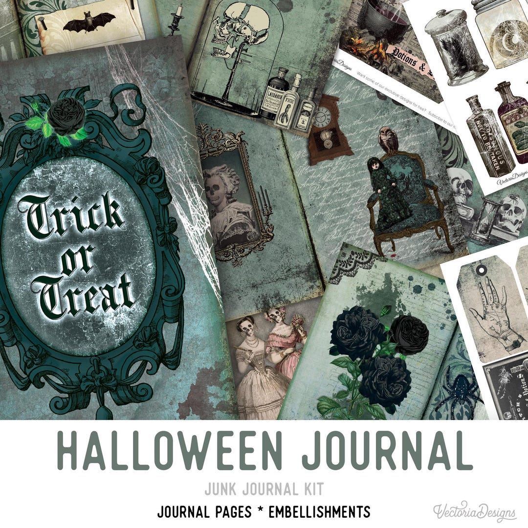 Halloween Journal Kit, Halloween Decoration, Halloween Paper Pack, Junk ...