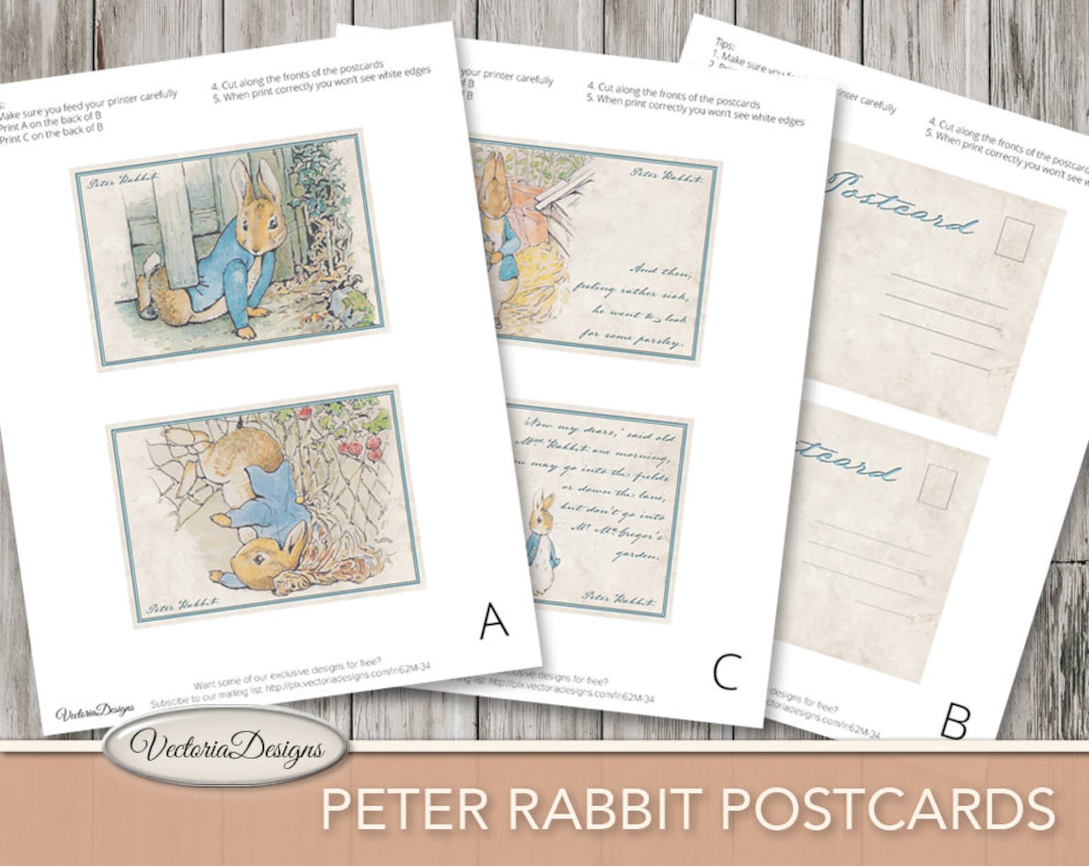 Peter Rabbit Postcards Printable Postcards Beatrix Potter | Etsy