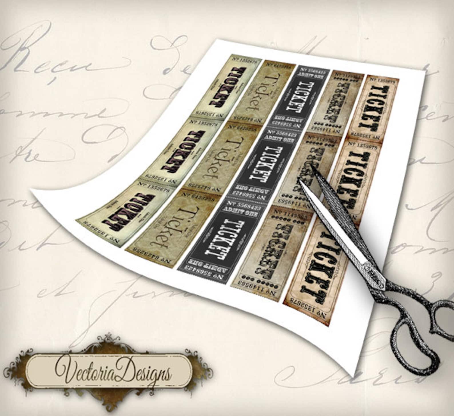 Vintage Tickets Strips Instant Download Printable Images - Etsy