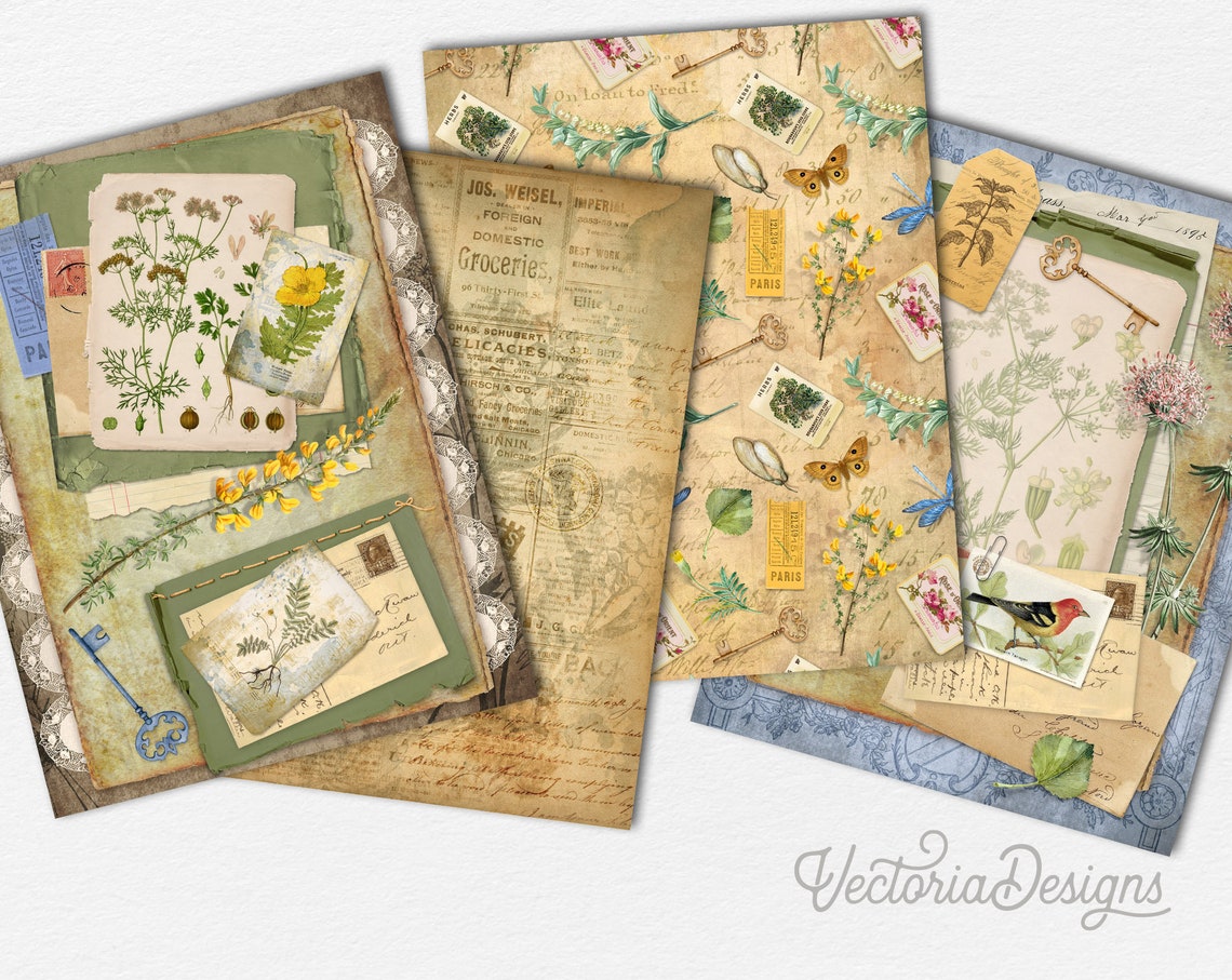 Botanical Compendium Large Junk Journal Kit Garden Junk - Etsy