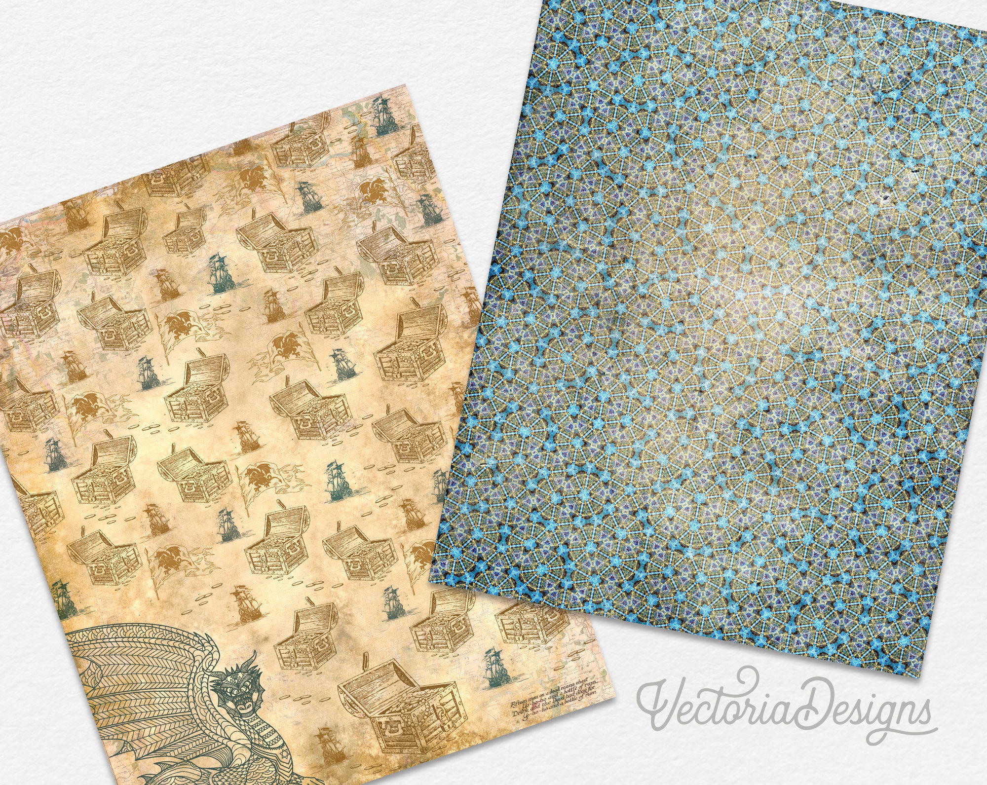 Dragon Treasure Scrapbook Paper Embellishments Digital Paper - Etsy