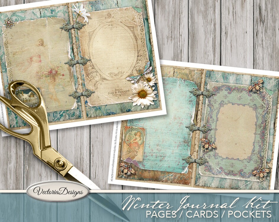 Winter Junk Journal Kit, Printable Journal, Diy Kit, Digital Paper ...