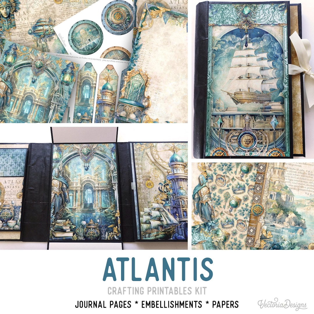 Atlantis Junk Journal Kit Large, Atlantis Crafting Printables Atlantis ...