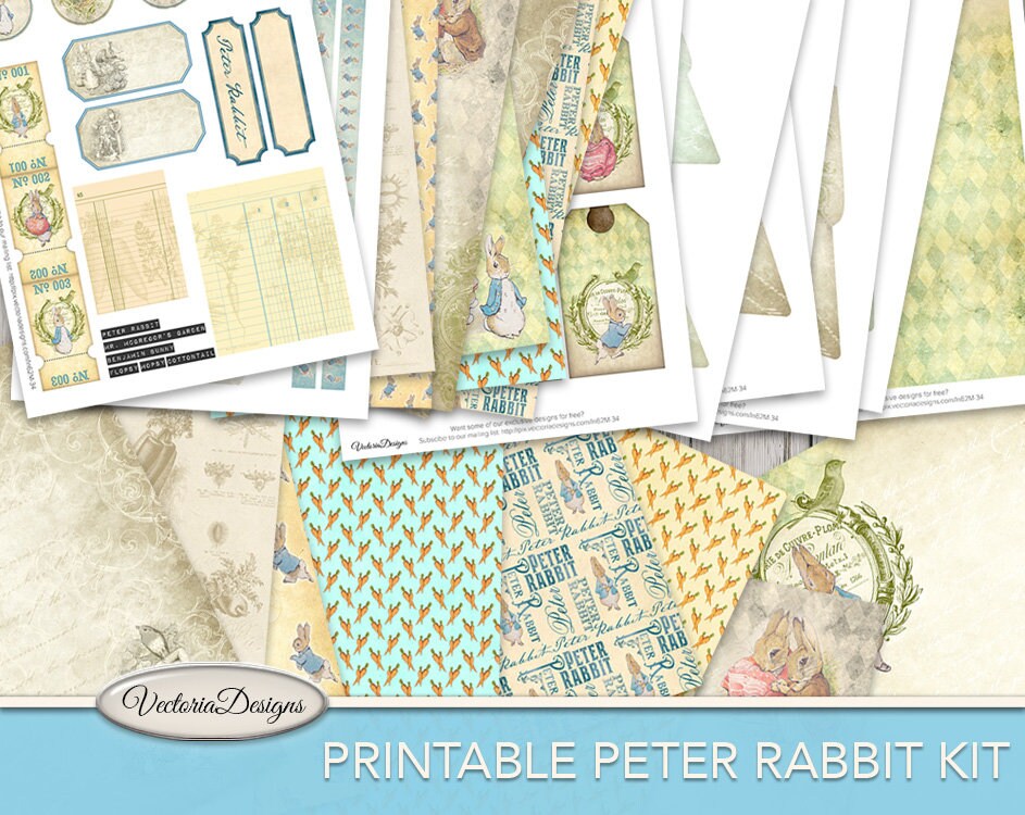 Peter Rabbit Kit, Digital Paper Kit, Junk Journal Kit, Digital Download ...