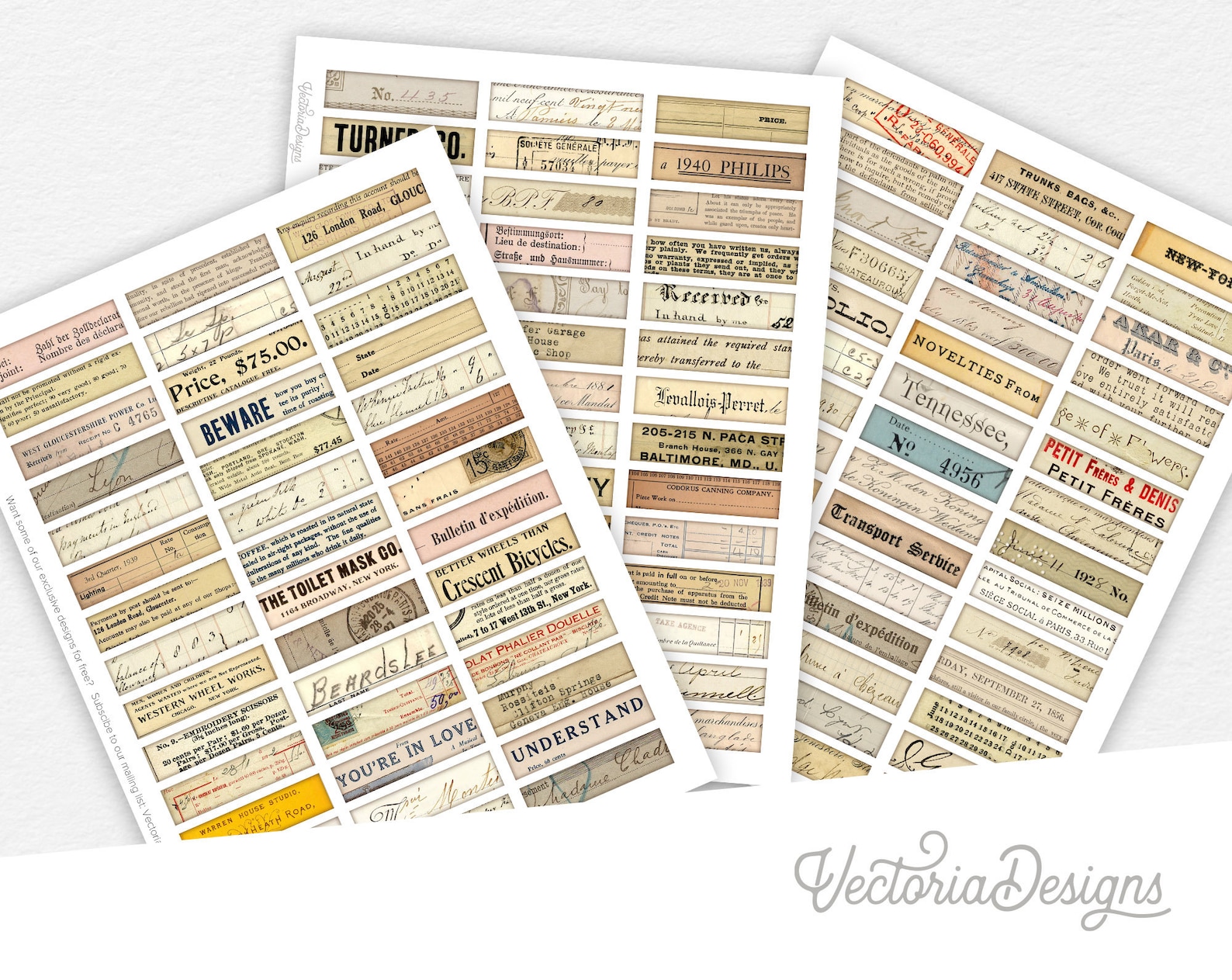 Mini Ephemera Labels Pack, Printable Labels Ephemera, Mini Stencils ...
