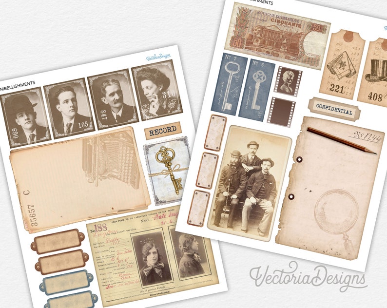 Old School Detective Paper Pack Journaling Embellishments - Etsy