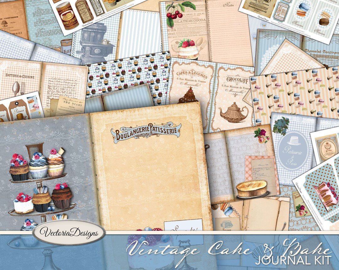 Vintage Cake & Bake Junk Journal Kit Printable Journal Junk - Etsy