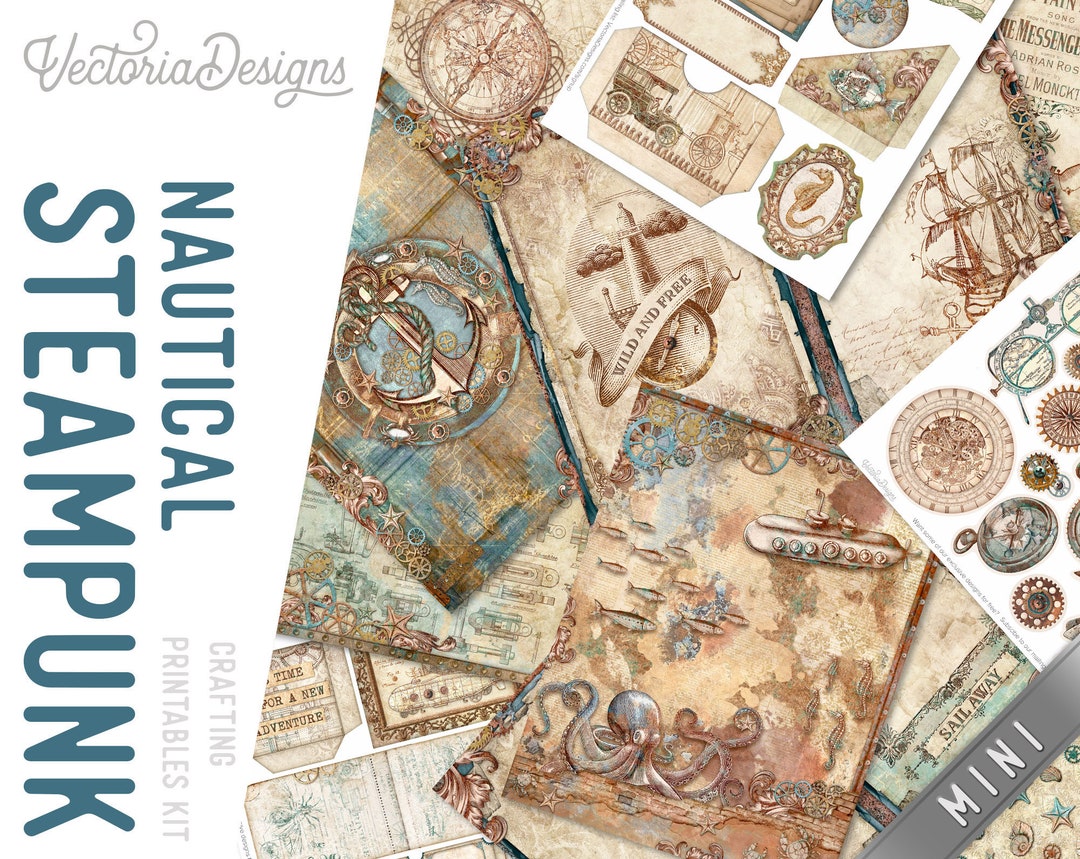 Nautical Steampunk MINI Crafting Printables Kit Nautical Junk Journal ...