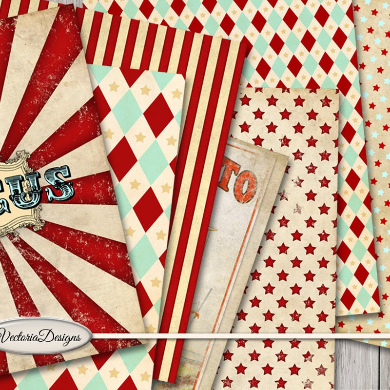 Circus Digital Paper - Etsy