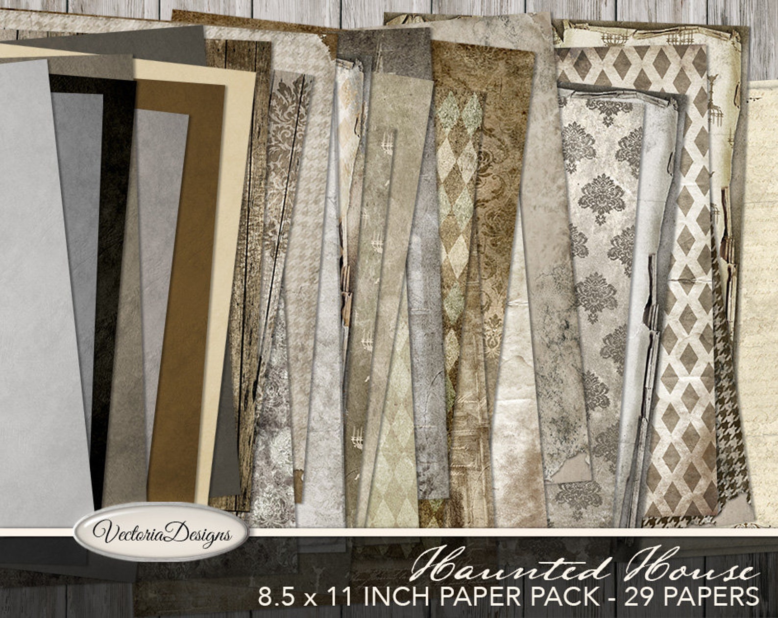 Haunted House Papers Digital Paper Scrapbook Paper Junk | Etsy