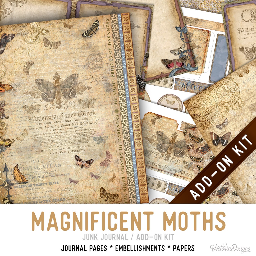 Magnificent Moths Junk Journal Kit ADD-ON, Printable Craft Kit With ...