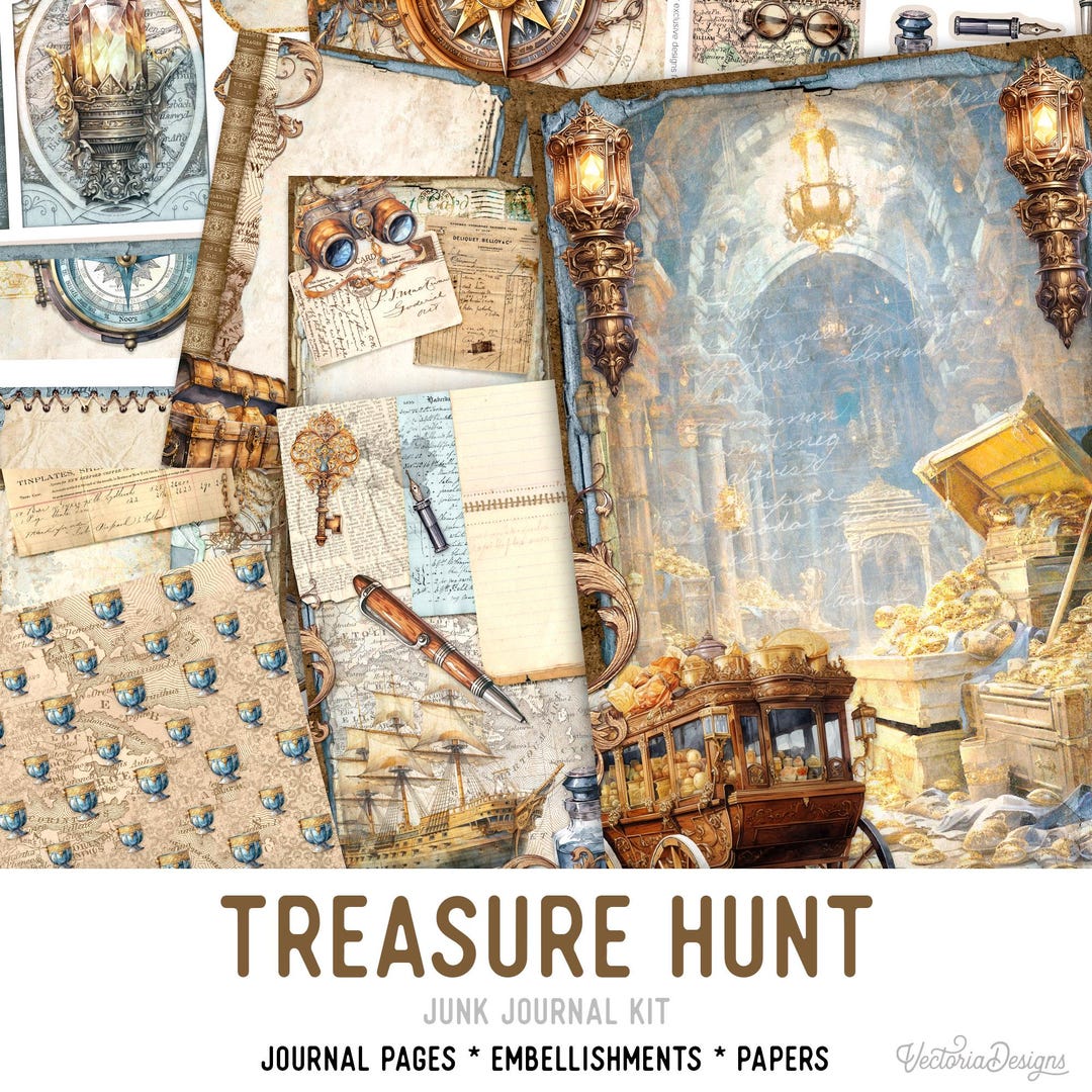 Treasure Hunt Junk Journal Kit, Treasure Junk Journal Kit Treasure ...