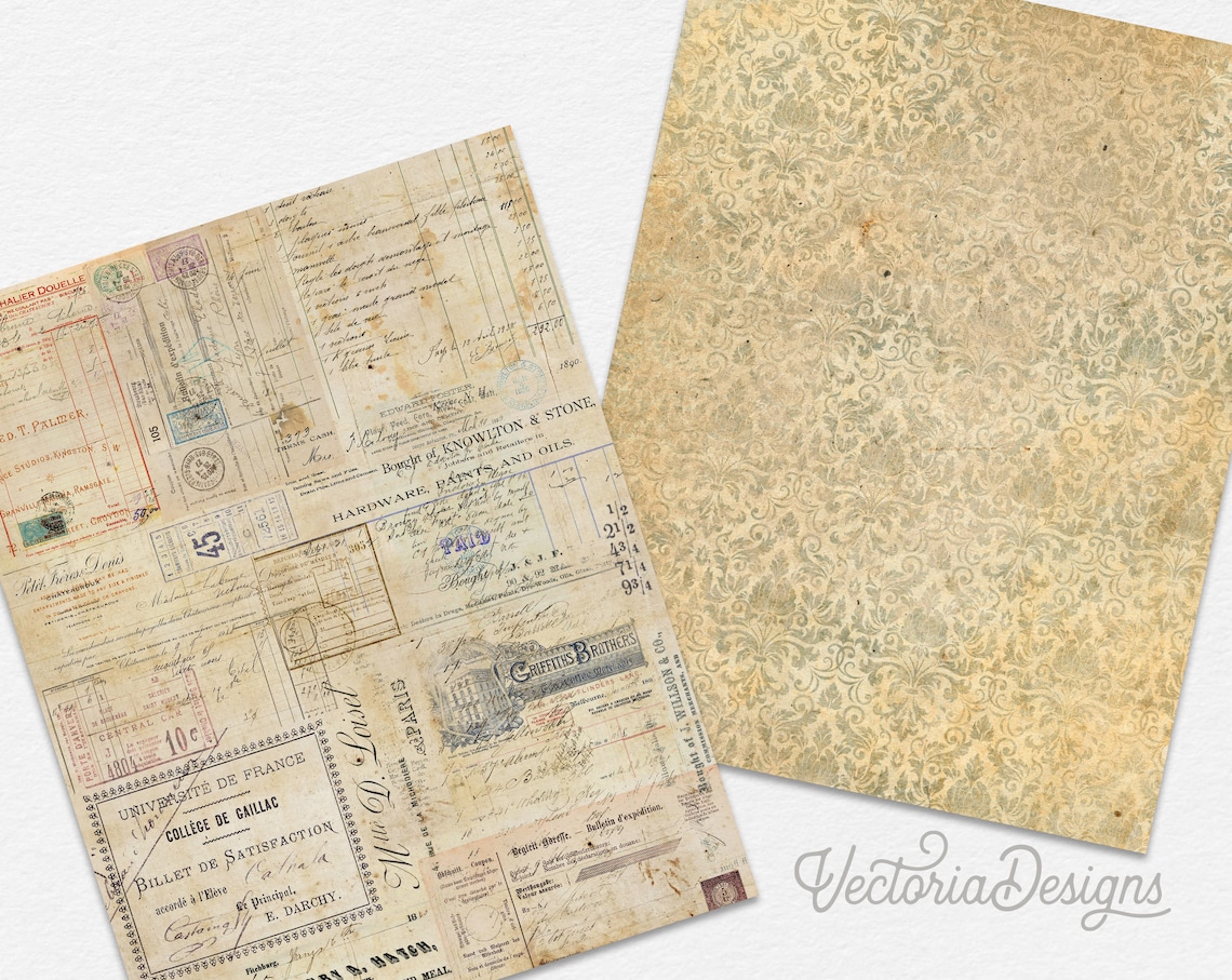 Old Books & Papers Paper Pack Printable Vintage Paper - Etsy