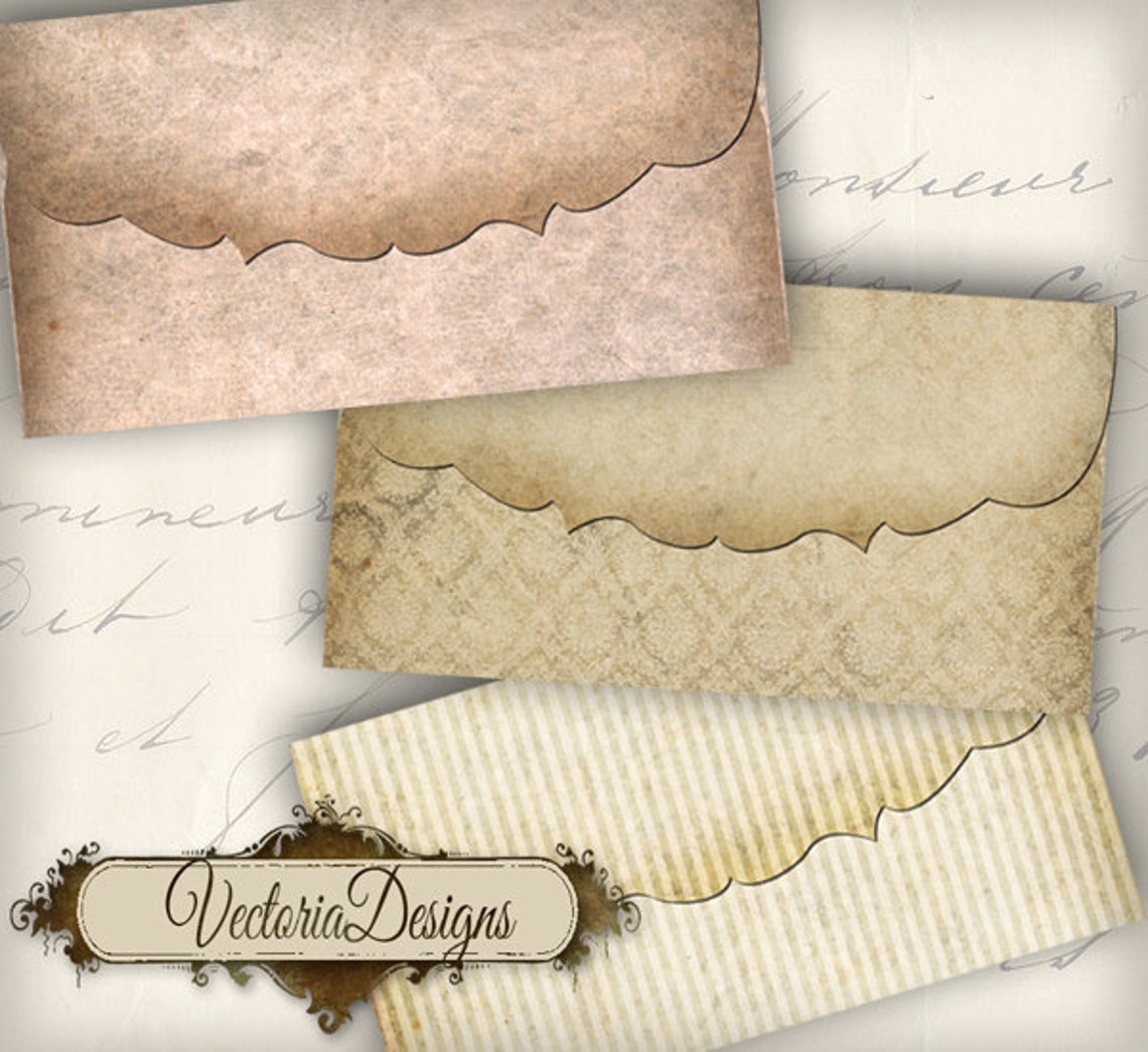 Five Shabby Envelopes Digital Envelopes Printable Envelopes - Etsy