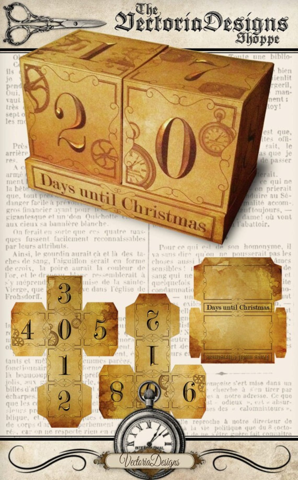 Christmas Countdown Blocks Steampunk Christmas Christmas - Etsy