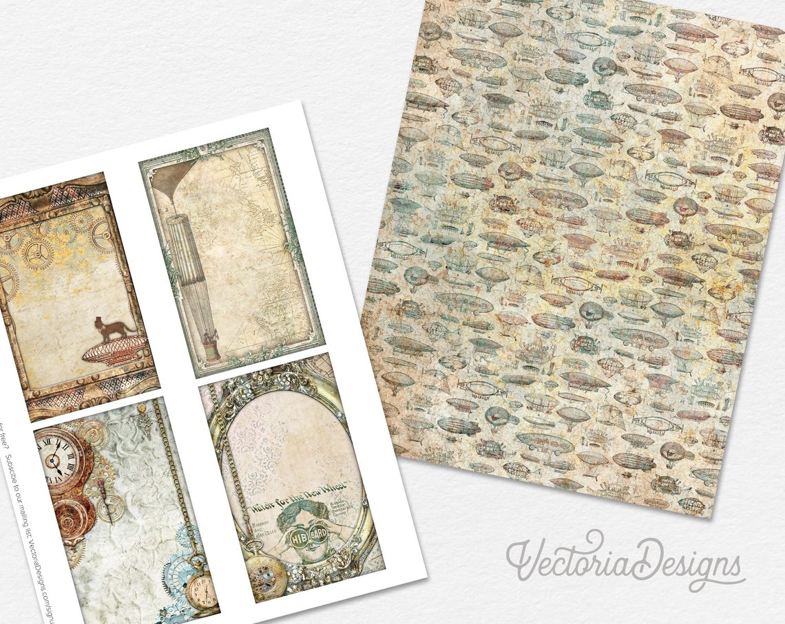 Dirigibles File Folders Kit, Printable File Folders, Steampunk File ...