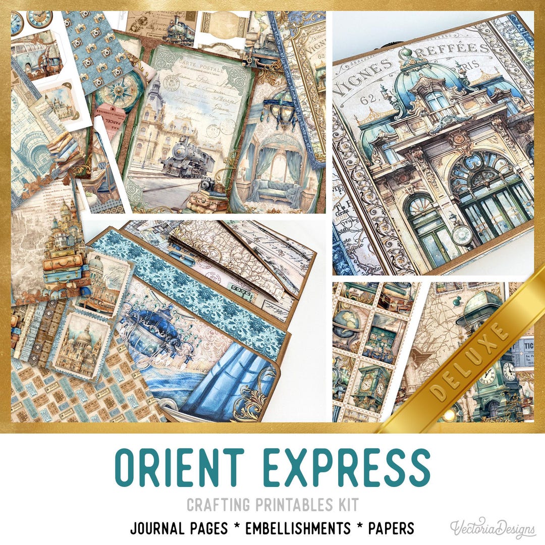 Orient Express Junk Journal Kit DELUXE, Vintage Train Crafting ...