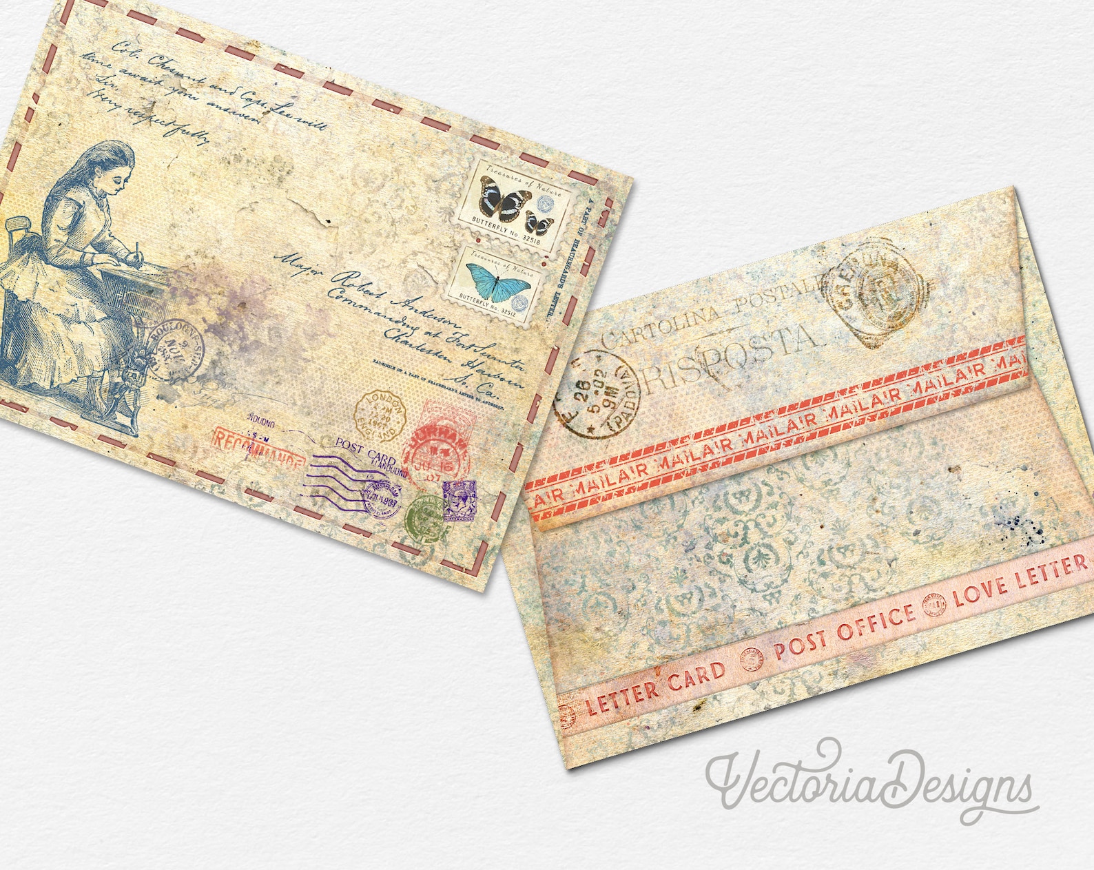 Old Writing Envelopes Printable Envelopes Writing Paper - Etsy