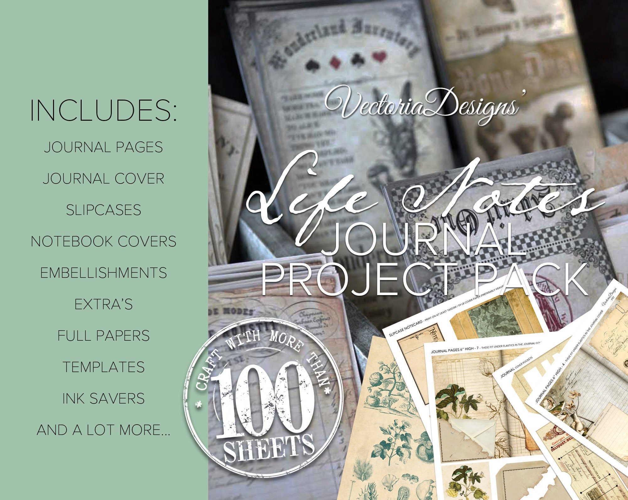 MEGA Project Pack, Printable Paper Craft, Journal Notes, Digital Paper ...