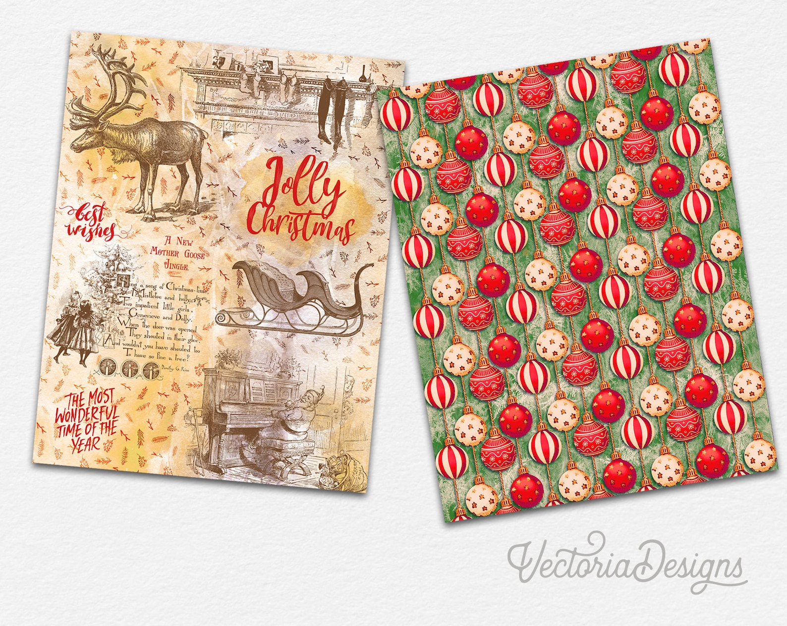 Traditional Christmas Paper Pack, Summer Christmas Pack, Christmas ...