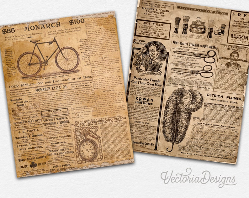 Ads Everywhere Paper Pack, Printable Paper Pack, Digital Paper, Retro ...