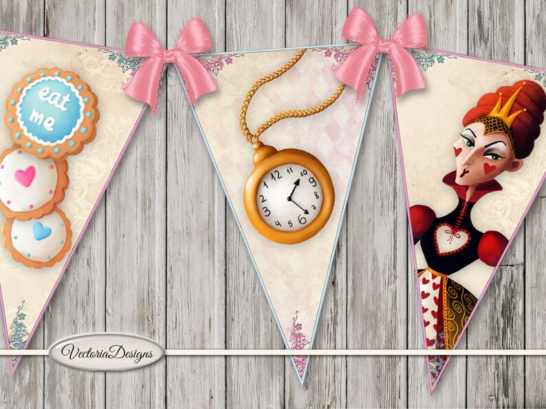 Printable Alice in Wonderland Banner Bunting Color Party - Etsy