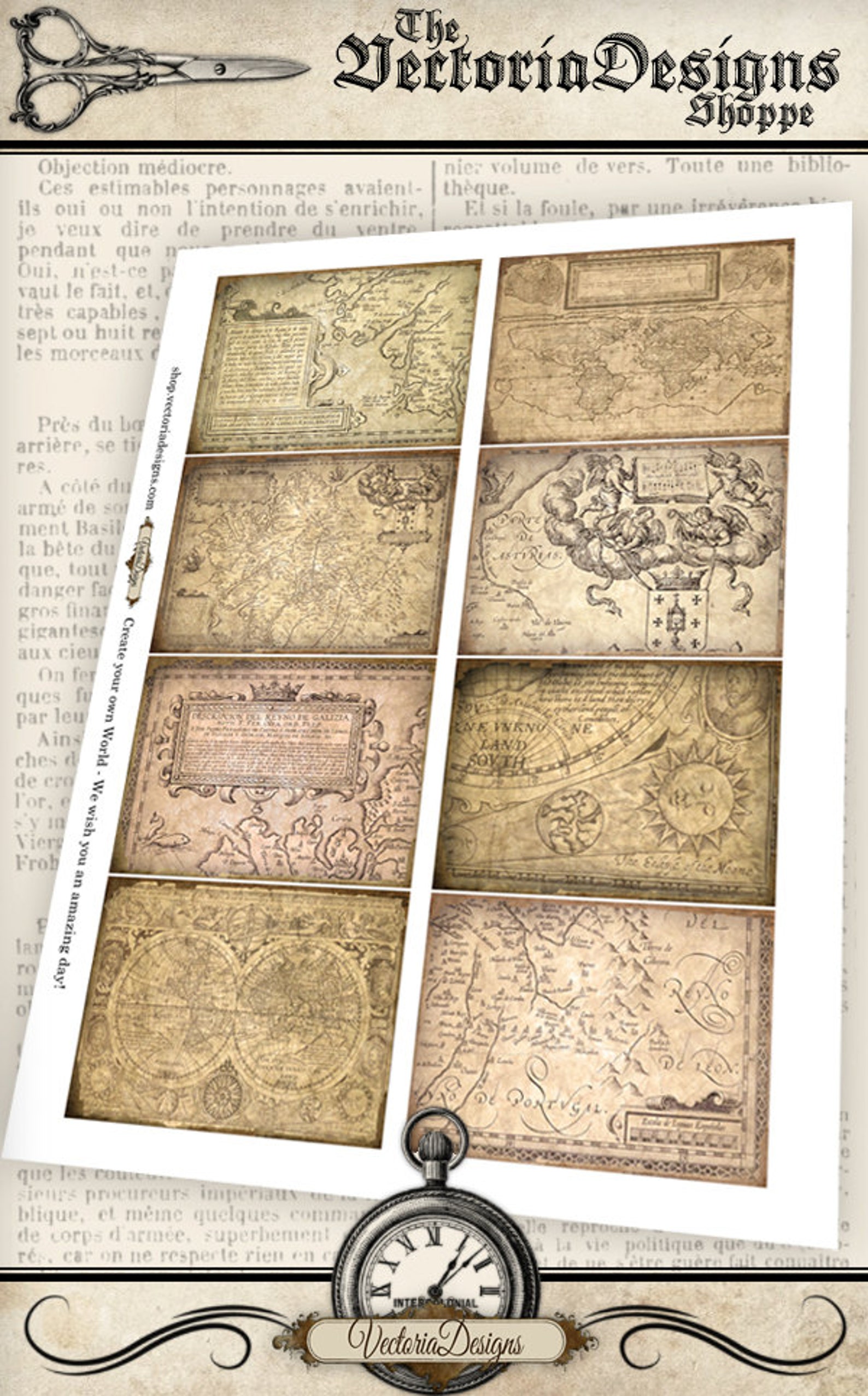 Antique Maps, Antique ATC Images, Printable Antique Maps, Digital ...