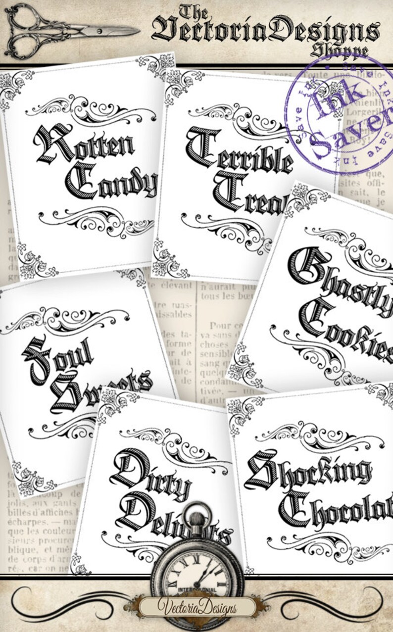 Halloween Labels Drink Labels Gothic Labels Printable | Etsy