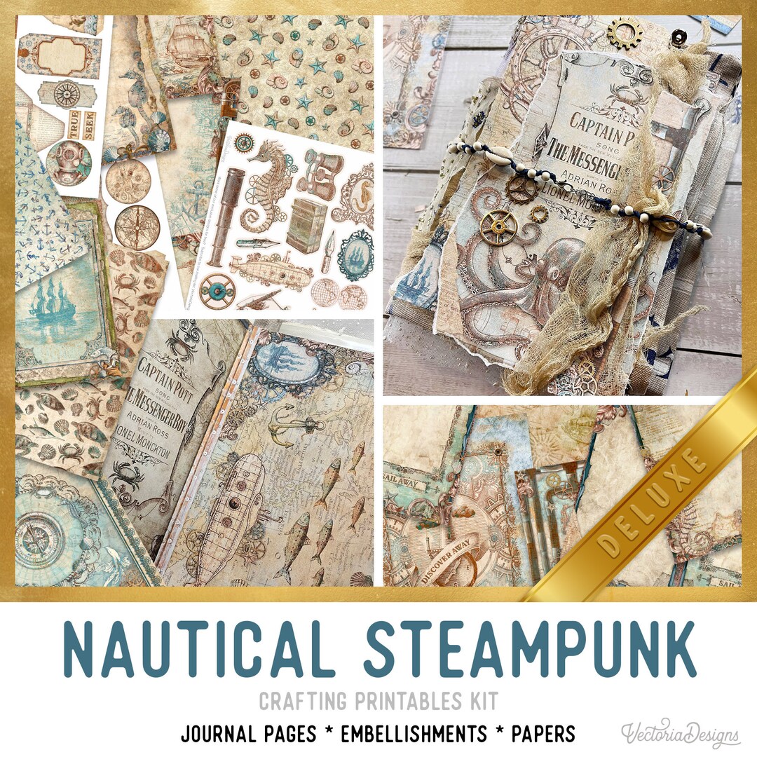 Nautical Steampunk DELUXE Crafting Printables Kit Nautical Junk Journal ...