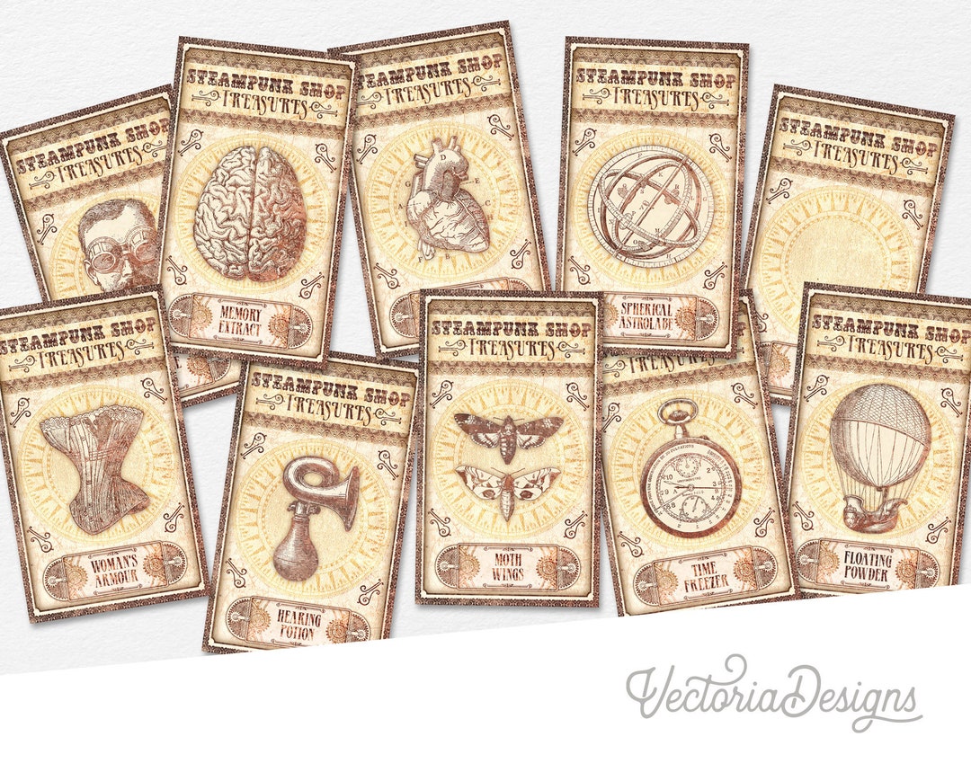 Steampunk Apothecary Labels Printable Steampunk Shop Apothecary Labels ...