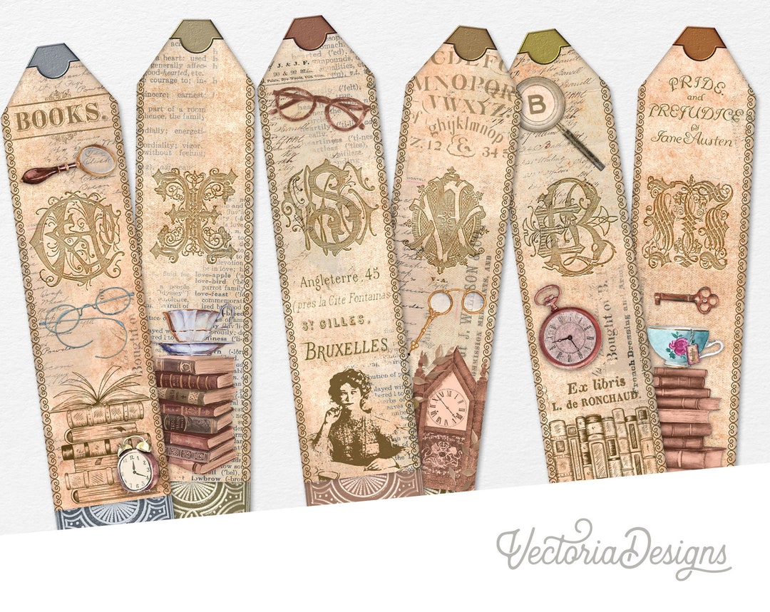 Vintage Bookmarks Printable Bookmarks Library Junk Journal ...