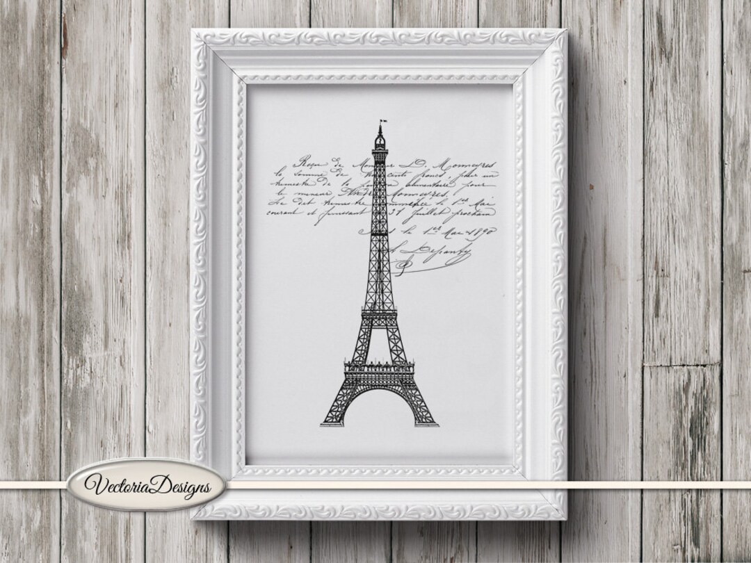 Paris Print Eiffel Tower Print Printable Art Black and White Print ...