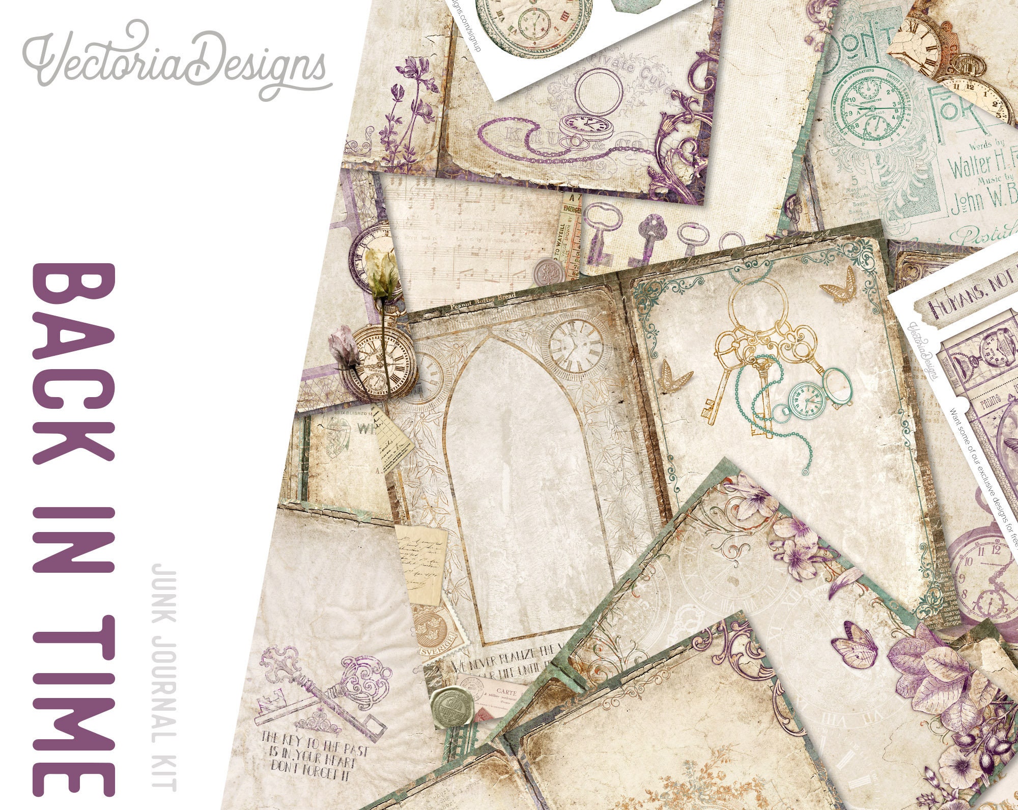 Back in Time Junk Journal Kit, Memories Journal Kit, Printable Junk ...