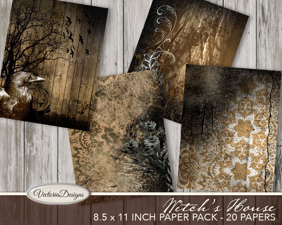 Witch's House Paper Pack, Halloween Paper, Scrapbook Paper, Halloween ...