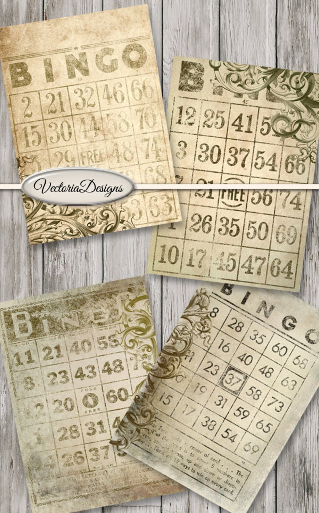 Grunge Bingo Cards 3.5 X 5 Inch Printable Paper Crafting Diy Journal ...