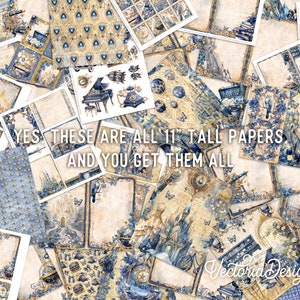 Navy Blue and Gold Junk Journal Kit DELUXE, Blue Gold Crafting ...