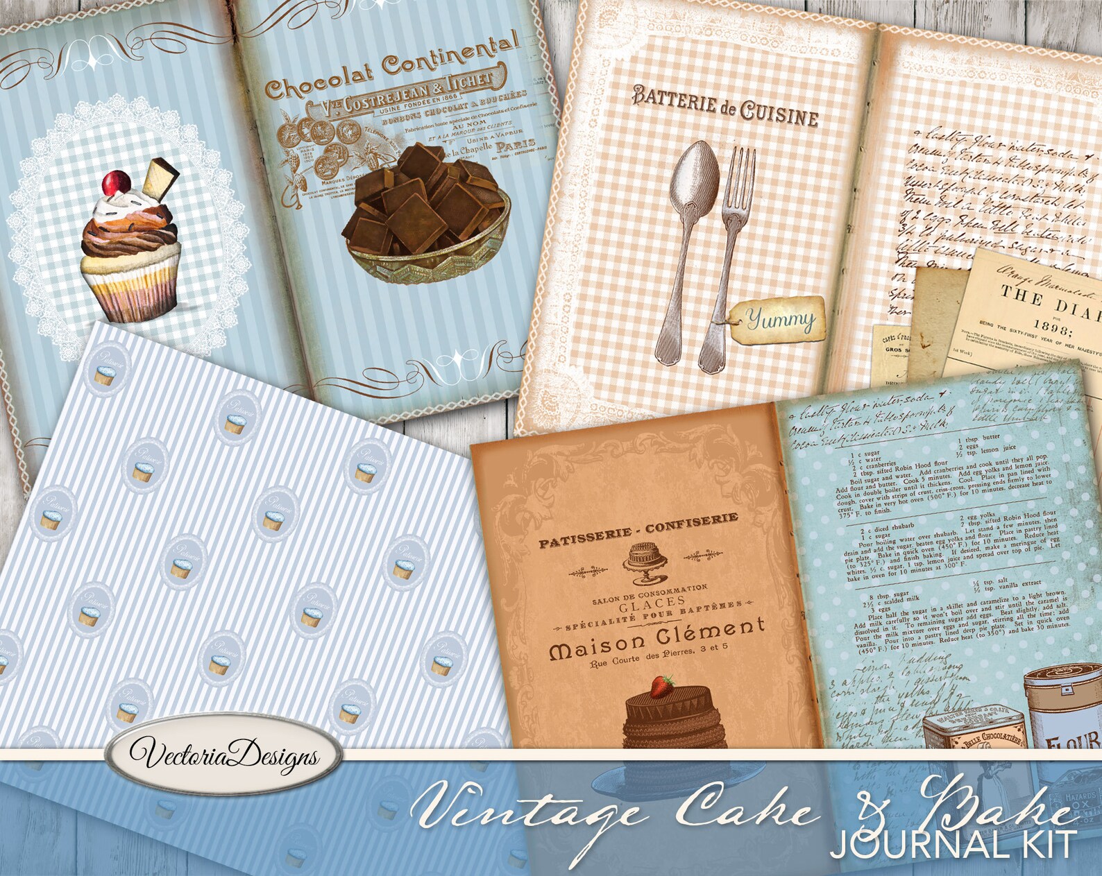 Vintage Cake & Bake Junk Journal Kit Printable Journal Junk - Etsy