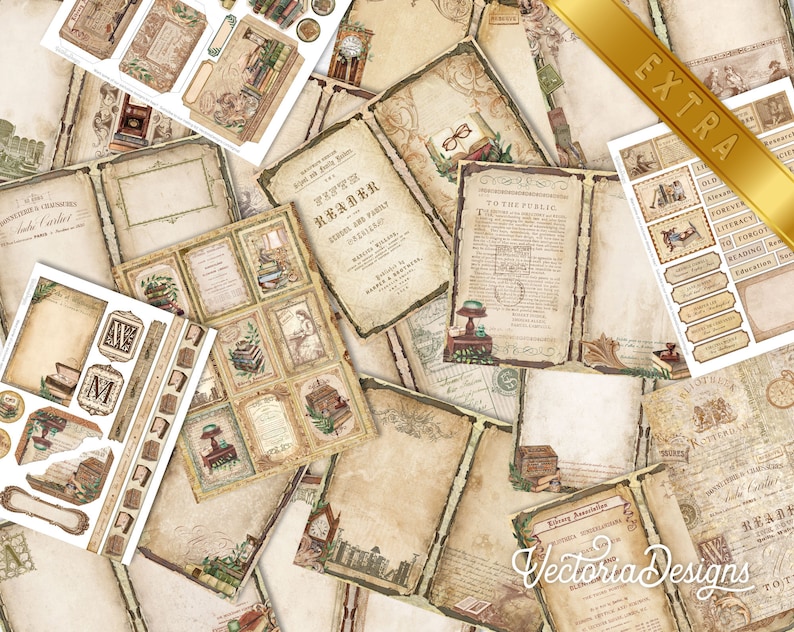 Lovely Old Books DELUXE Crafting Printables Kit, Vintage Junk Journal ...