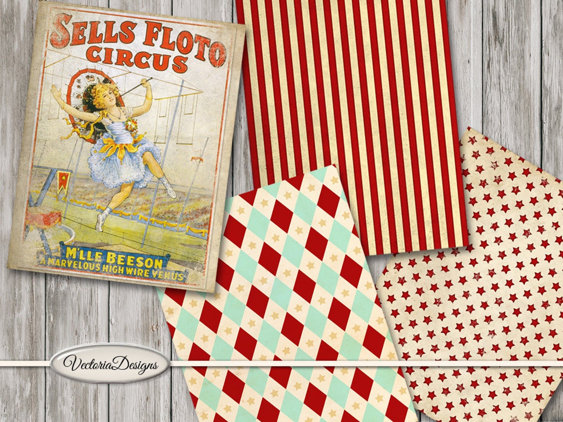 Vintage Circus Paper Pack Circus Digital Paper Circus - Etsy