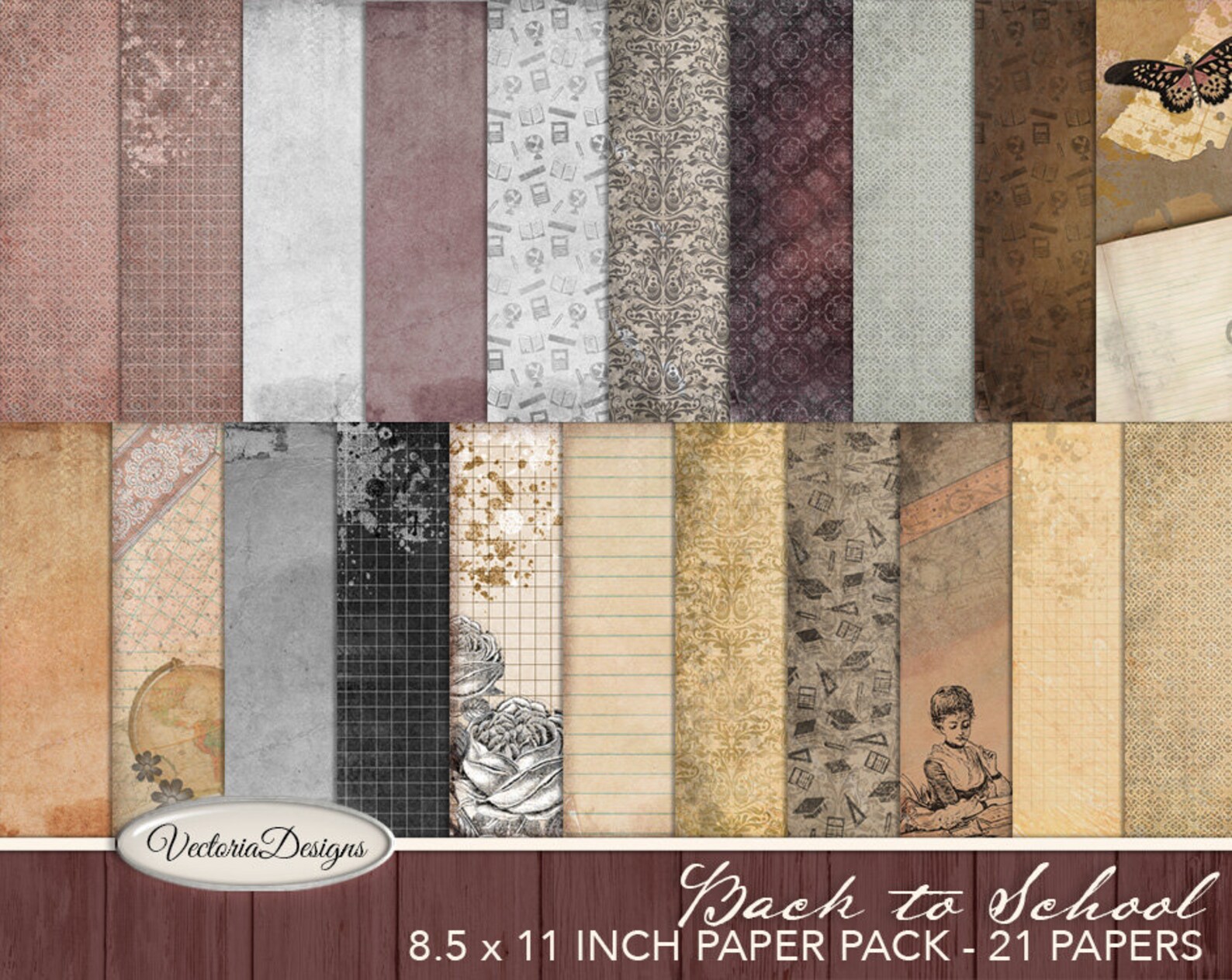 Back to School Paper Pack Printable Paper Pack Back to | Etsy