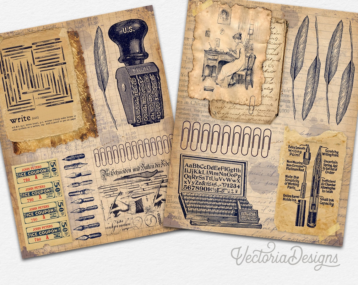 Vintage Office Paper Pack Printable Paper Pack Office - Etsy