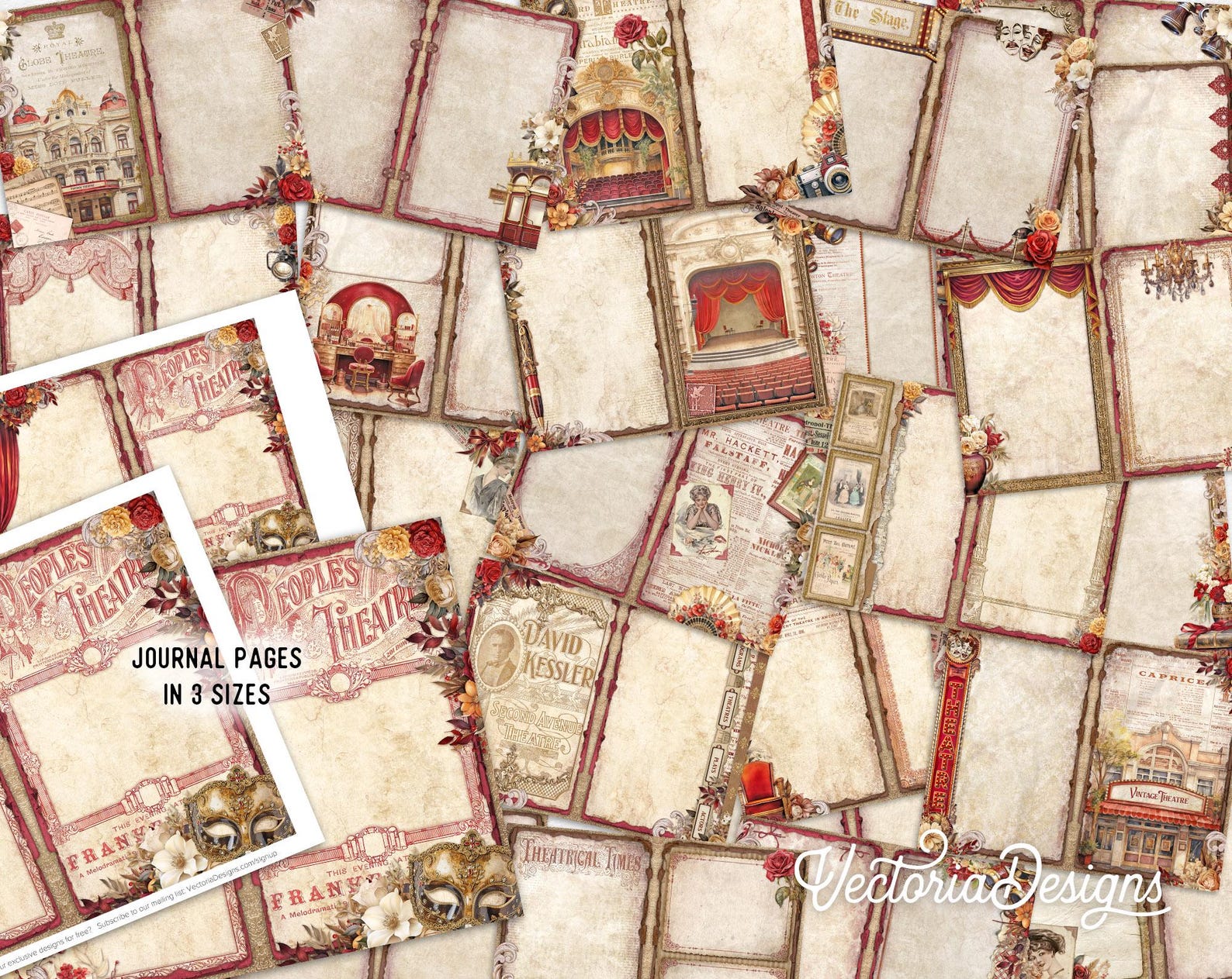 Vintage Theatre Junk Journal Kit DELUXE, Theatre Crafting Printables ...