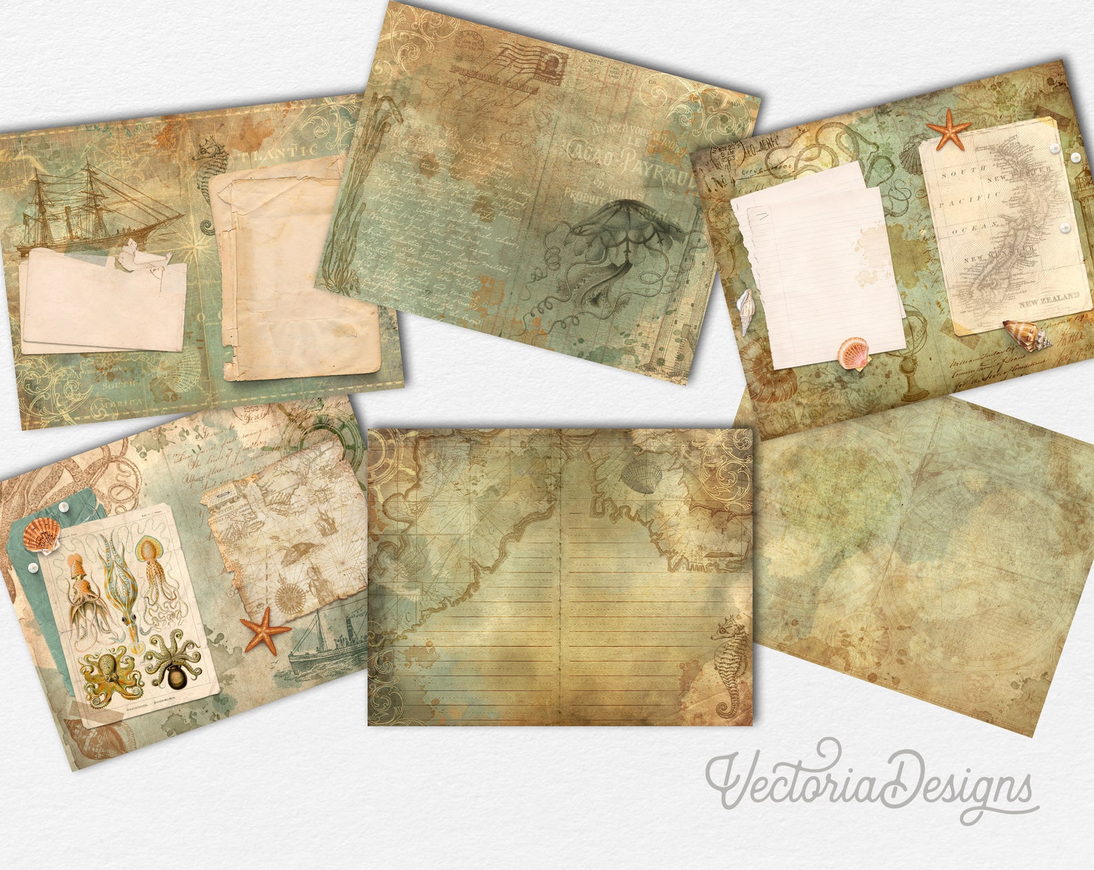 Nautical Junk Journal Kit, Printable Nautical Journal Kit, Nautical ...