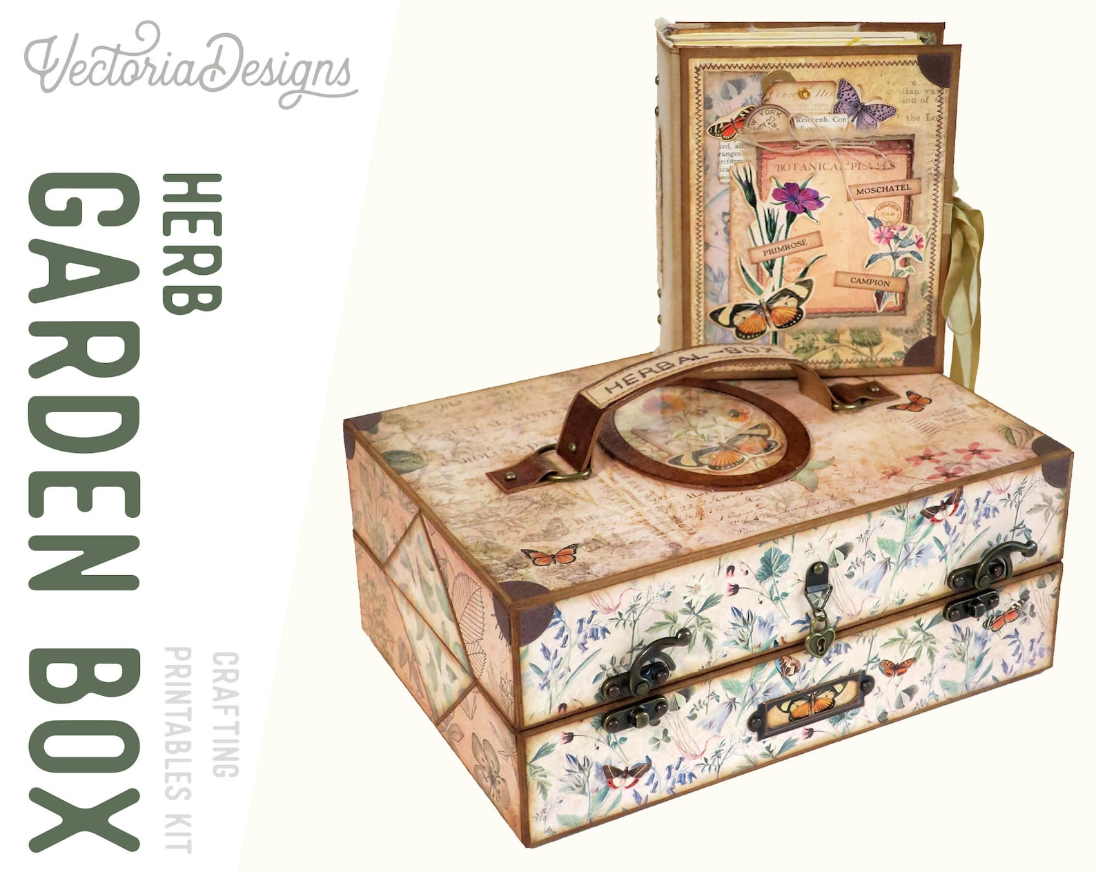 Herb Garden Box Crafting Printable Kit Large, Vintage Style Printables ...